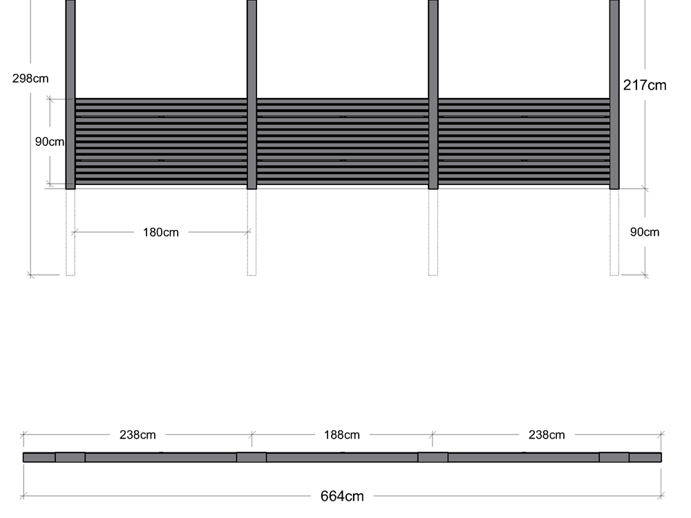 Plus Einzelne Pergola drei Module mit Tokyo-Zaun > Plus A/S hochwertige ...