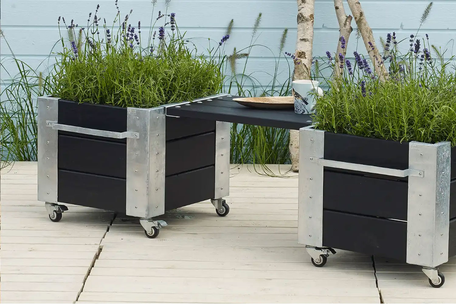 Plus Cubic rollender Blumenkasten 120 x 50 x 70 cm schwarz mit ...